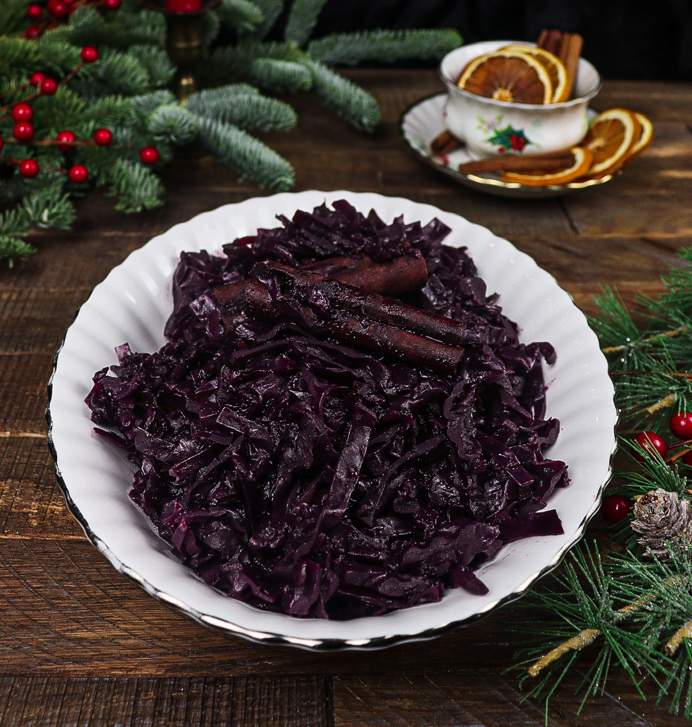 Mulled Wine Braised Red Cabbage - Rhubarb & Lavender