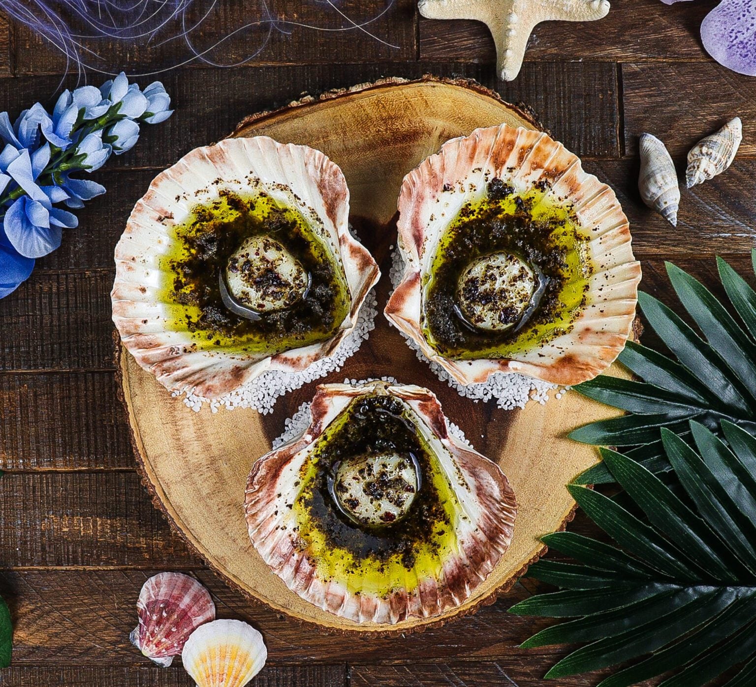 Mermaid Scallops with Seaweed Butter - Rhubarb & Lavender