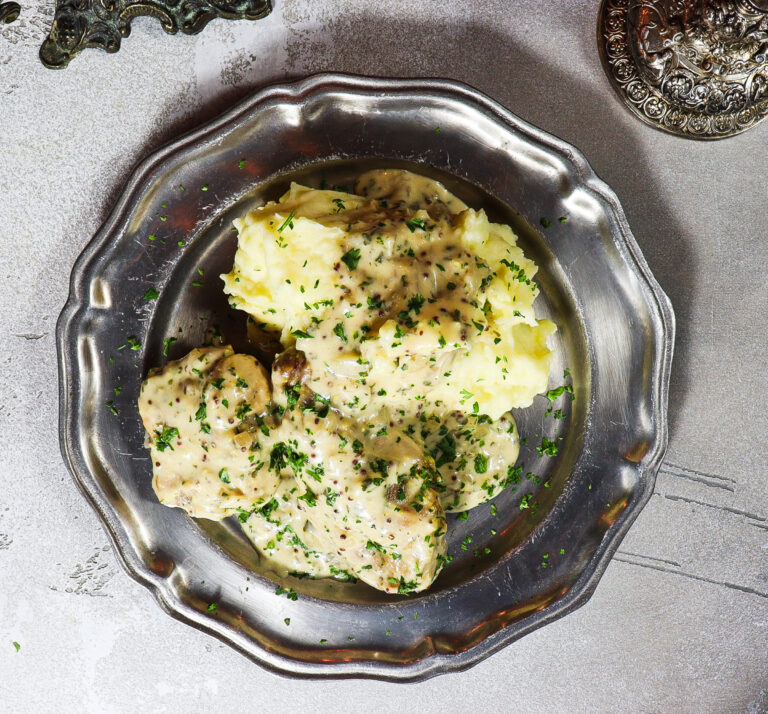 Rabbit with Mustard Sauce - Rhubarb & Lavender