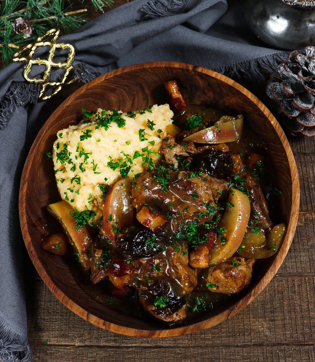 Pork Stew with Bacon, Apples, and Prunes - Rhubarb & Lavender