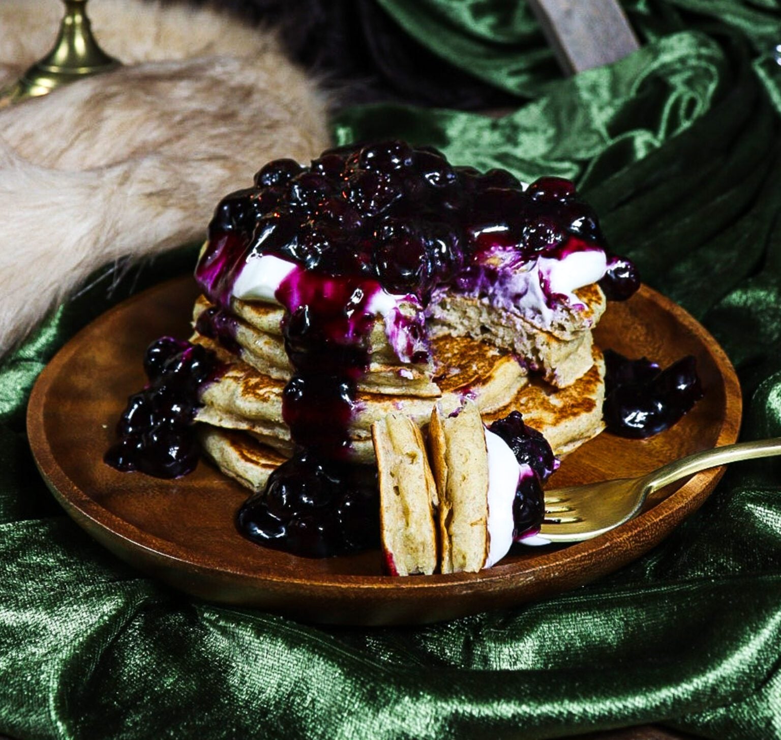 Buttermilk Rye Pancakes with Blueberry Sauce - Rhubarb & Lavender