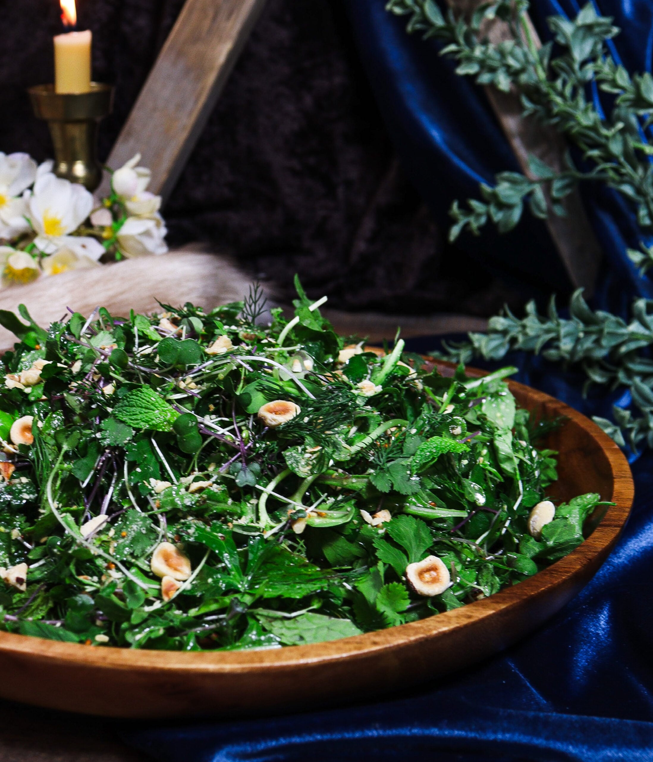 Fresh Herb Salad with Hazelnut Vinaigrette - Rhubarb & Lavender