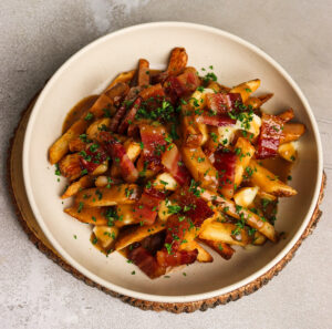 Maple Candied Bacon Poutine - Rhubarb & Lavender