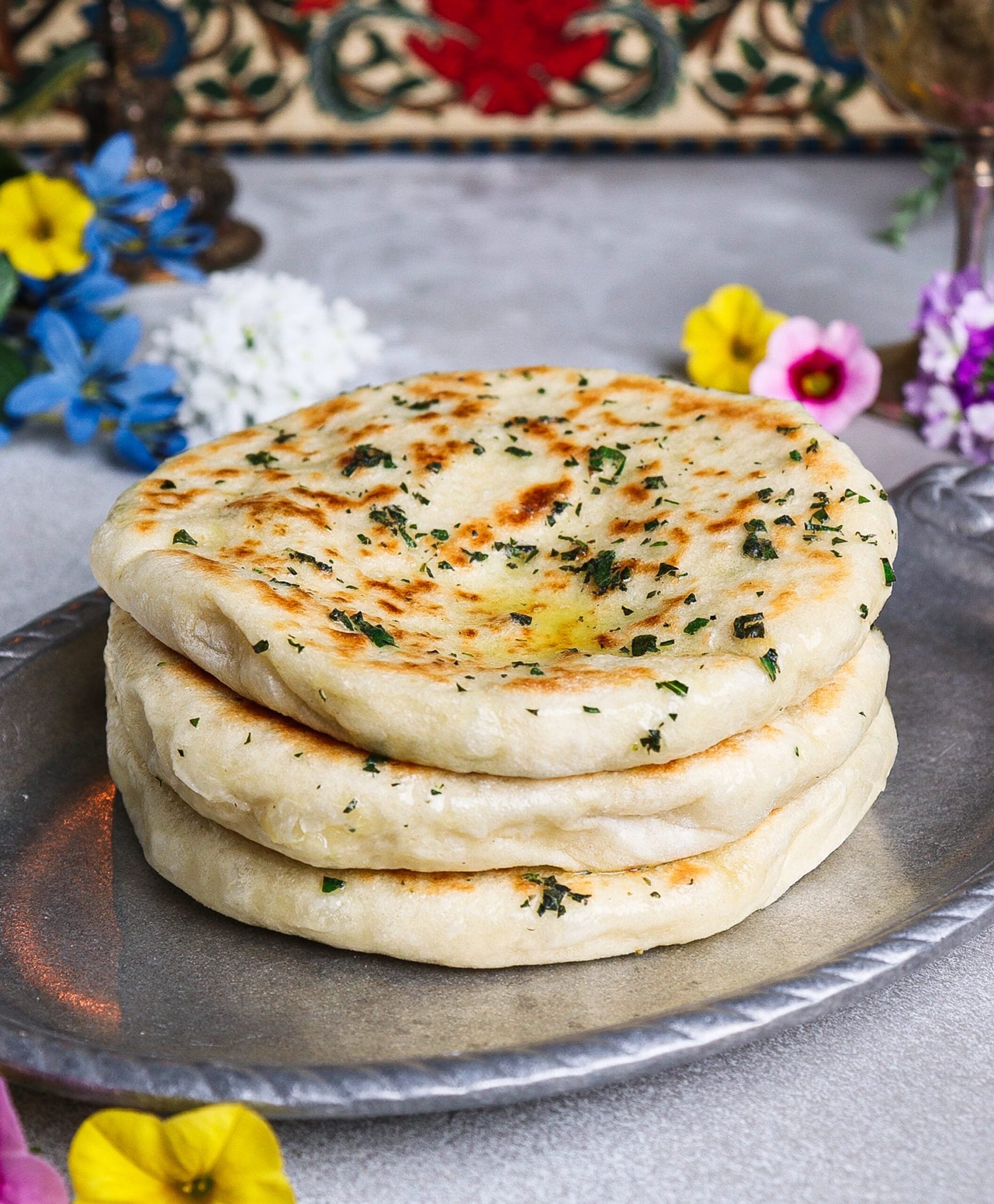 Cheese and Herb Stuffed Flatbread - Rhubarb & Lavender