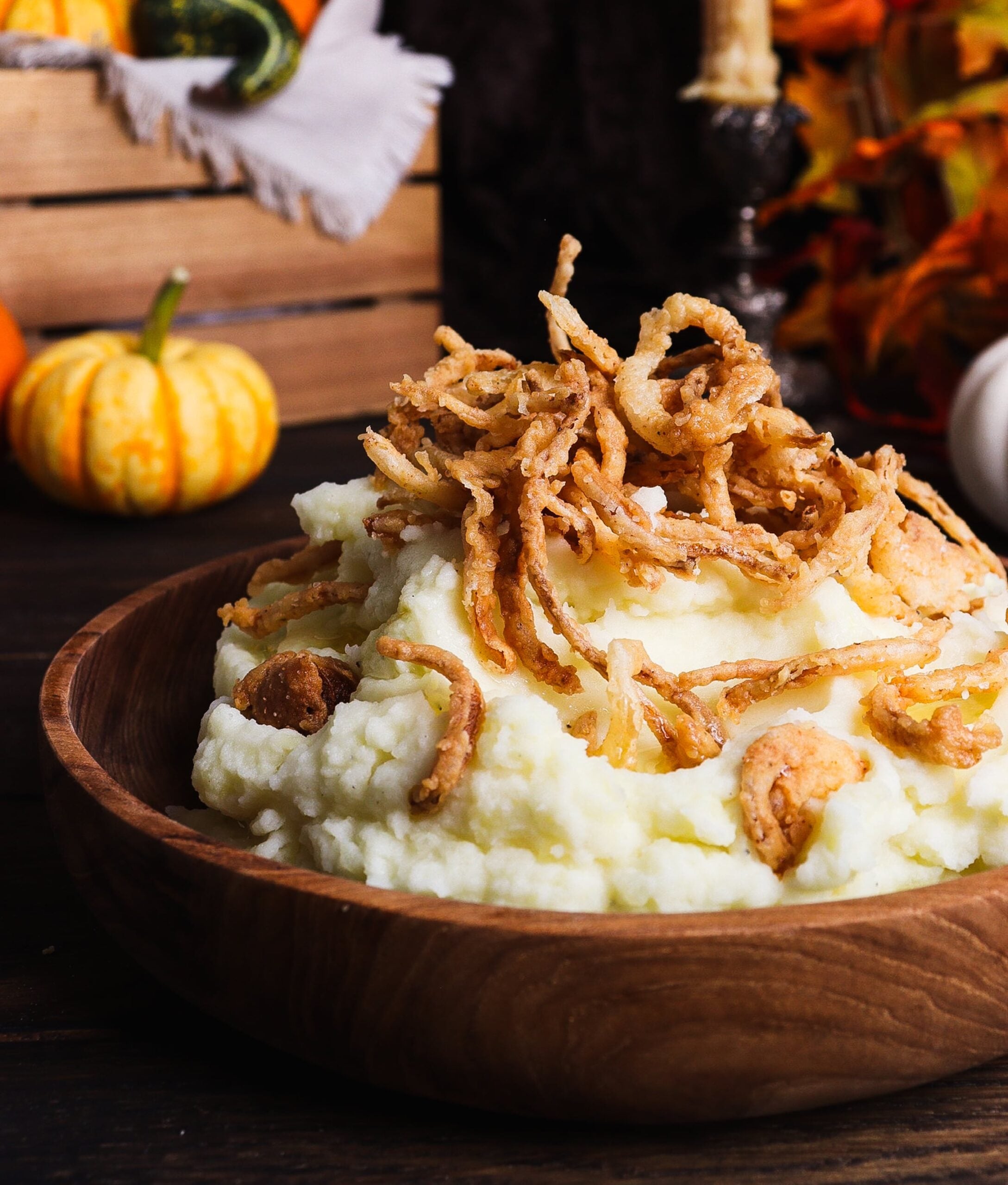 Buttermilk Mashed Potatoes with Crispy Onions - Rhubarb & Lavender